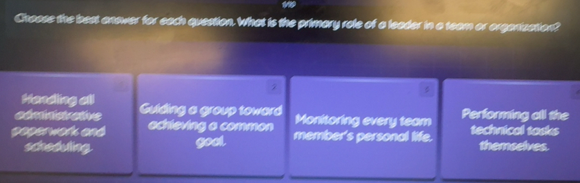 Solved: Croase the best anower for each question. What is the primary ...