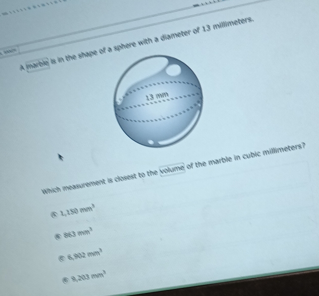 Solved: A marble is in the shape of sphere with a diameter of 13 ...