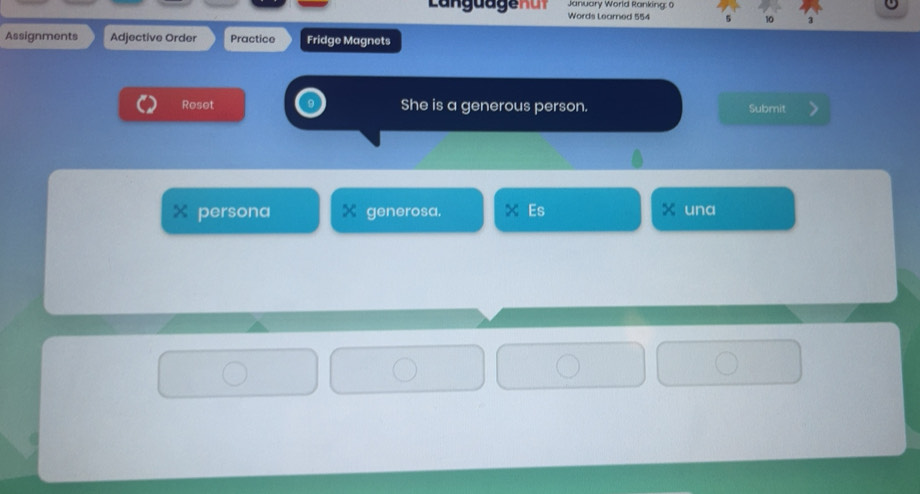 Gelöst:January World Ranking: 0 Words Leared 554 10 3 Assignments ...