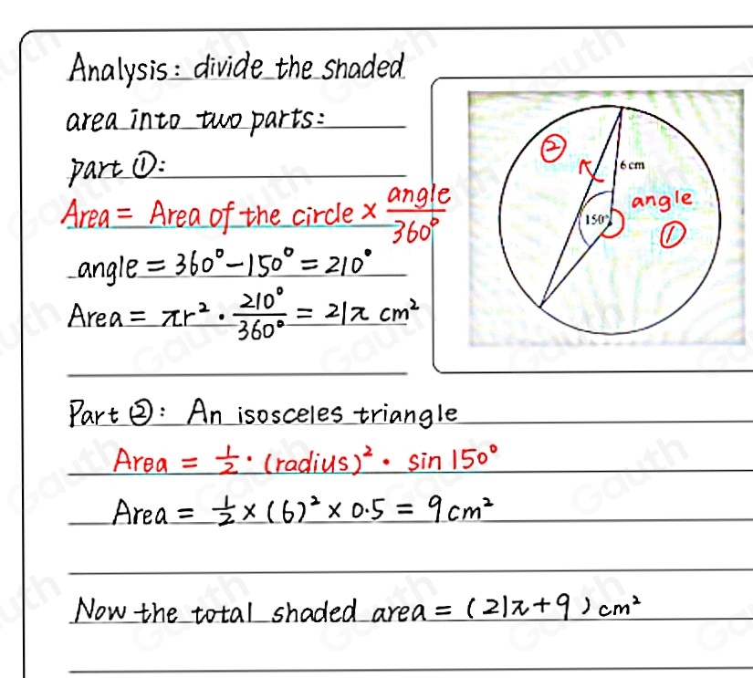 Solved: NOT TO SCALE A sector of a circle with radius 6cm has a sector ...