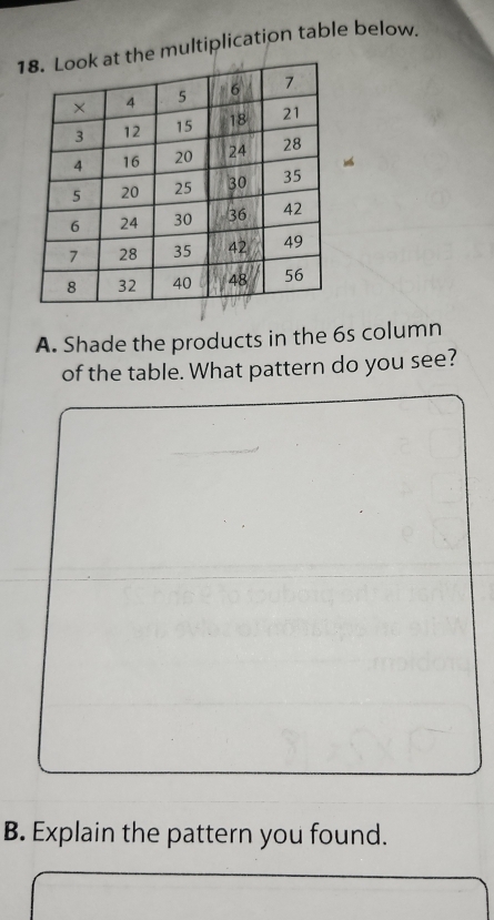 Solved: 1he multiplication table below. A. Shade the products in the 6s ...