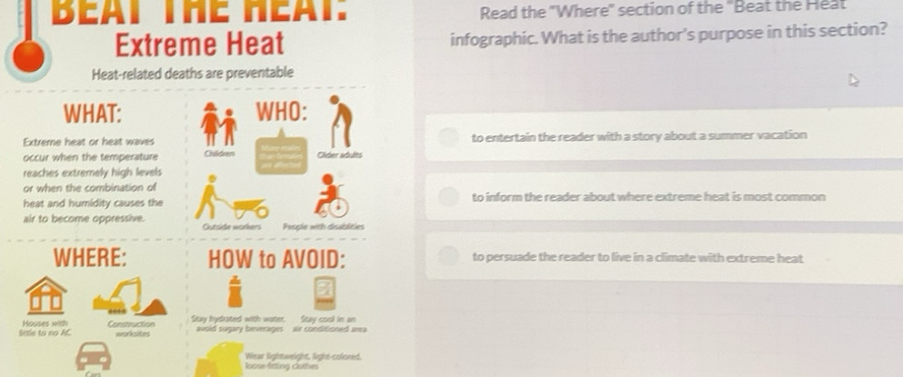 Solved: BEAT THE HEAT: Read the ''Where'' section of the ''Beat the ...