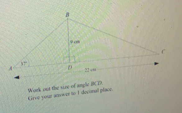 Solved: Work out the size of angle BCD. Give your answer to 1 decimal place.. [Math]