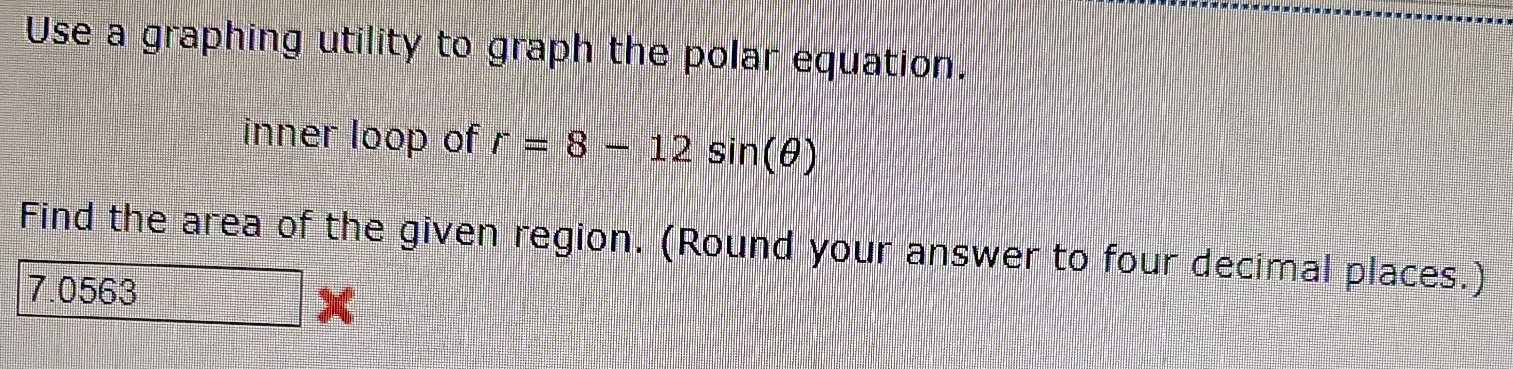 Solved: Use a graphing utility to graph the polar equation. inner loop ...