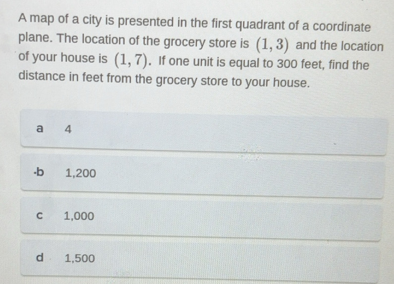 Solved: A map of a city is presented in the first quadrant of a ...