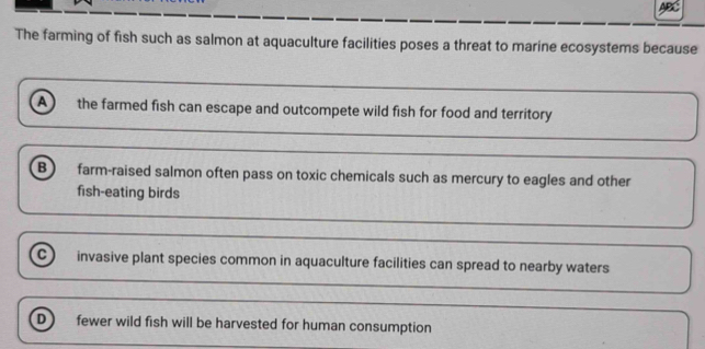 Solved: The farming of fish such as salmon at aquaculture facilities ...