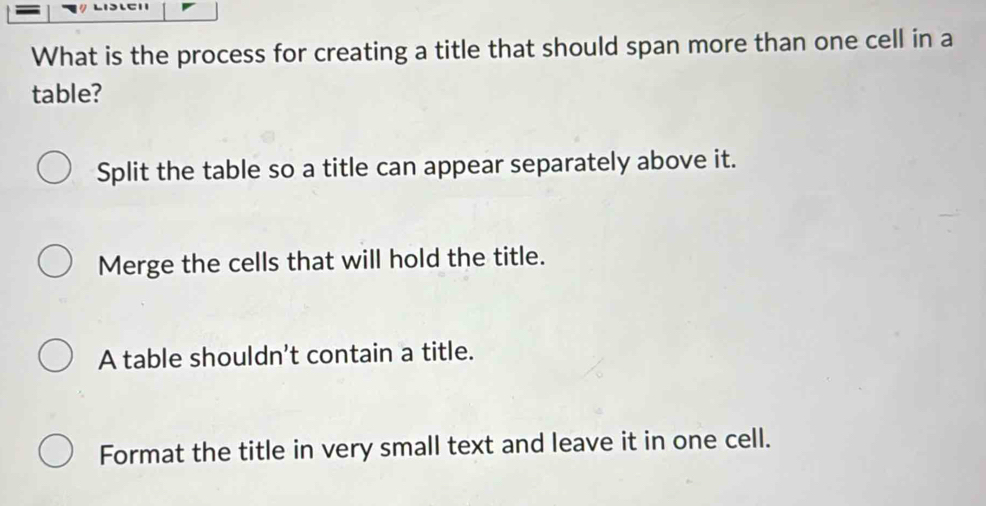 Solved: What is the process for creating a title that should span more ...