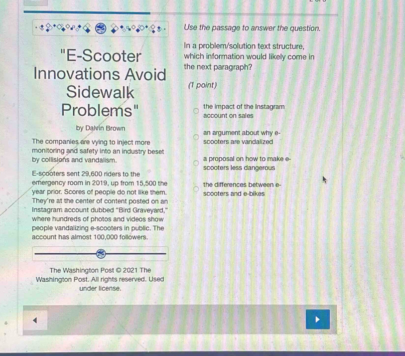 Solved: Use the passage to answer the question. In a problem/solution ...
