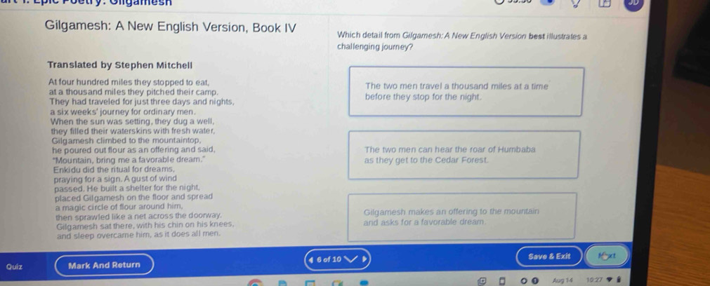 Solved: try: Glgamesh Gilgamesh: A New English Version, Book IV Which ...