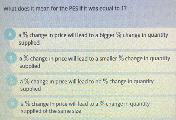 Résolu :What does it mean for the PES if it was equal to 1? A a ...