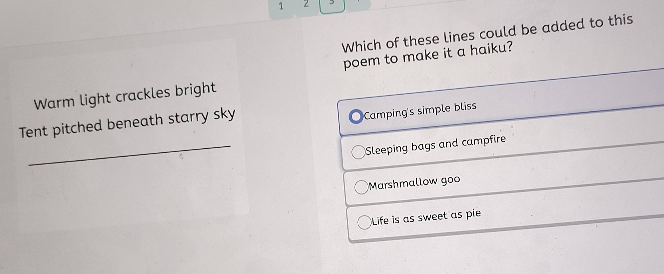 Solved: 1 2 5 Which of these lines could be added to this poem to make ...
