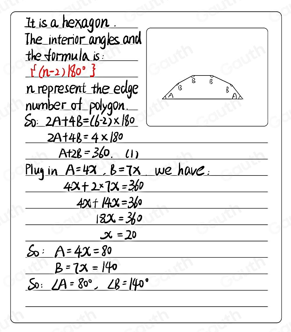 Solved: Determine the measures of the interior angles of this polygon ...