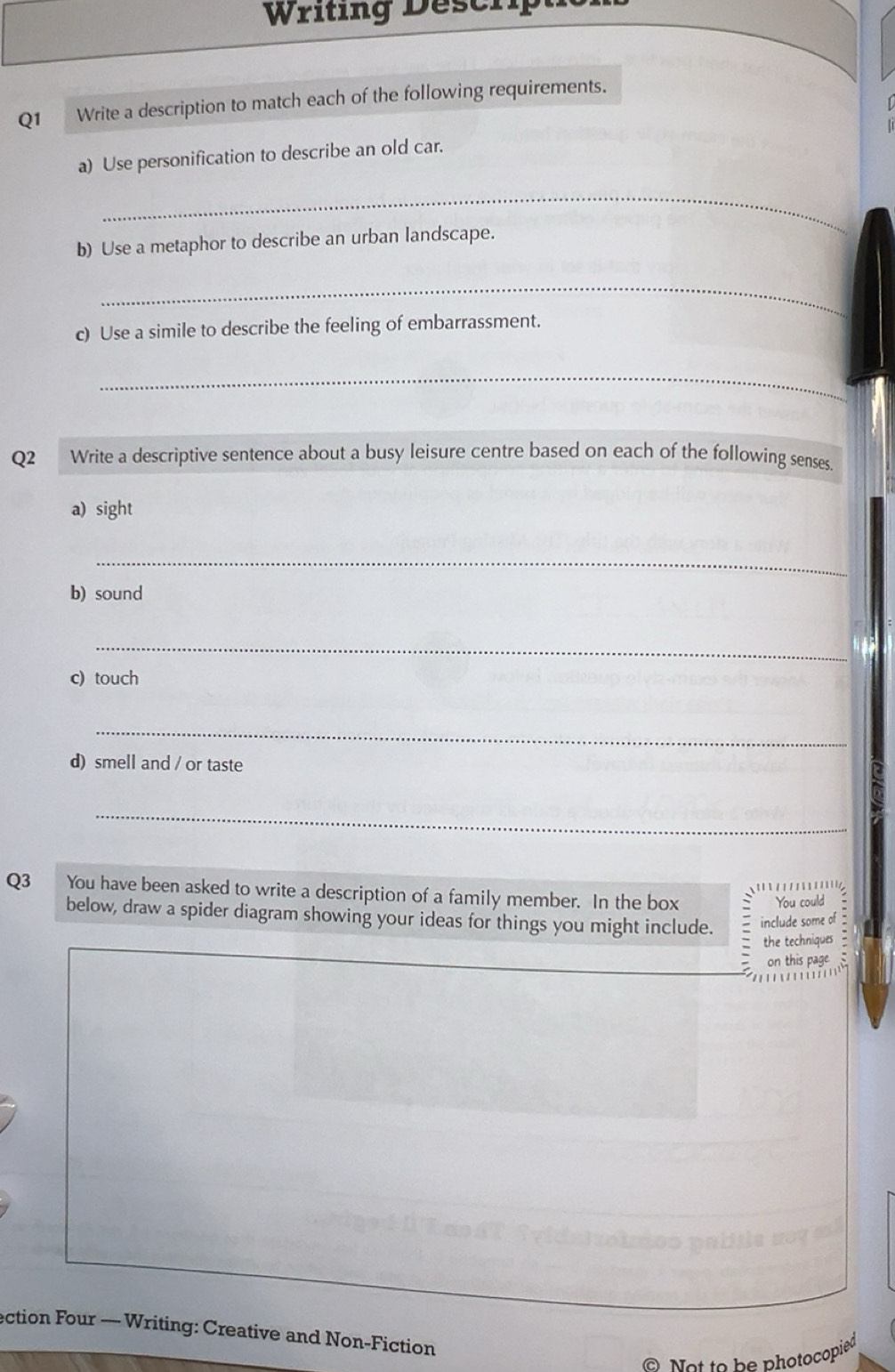 Solved: Writing Deschp Q1 Write a description to match each of the ...