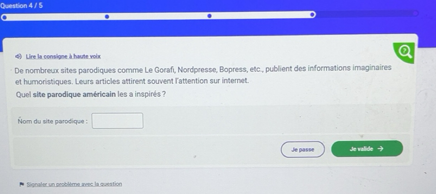 Résolu :5 4) Lire la consigne à haute voix De nombreux sites parodiques ...