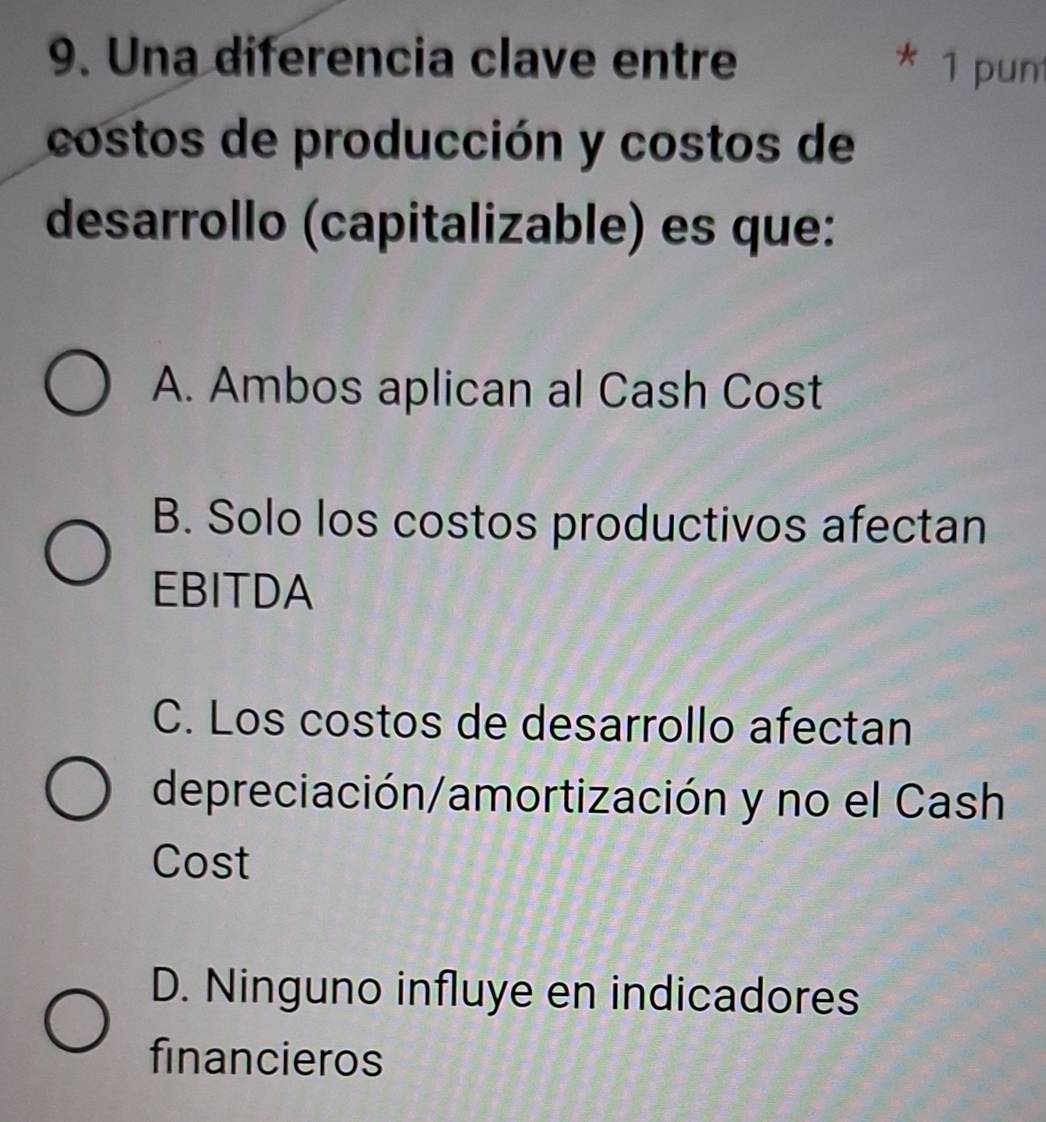 Resuelto Una Diferencia Clave Entre 1 Punt Costos De Producción Y