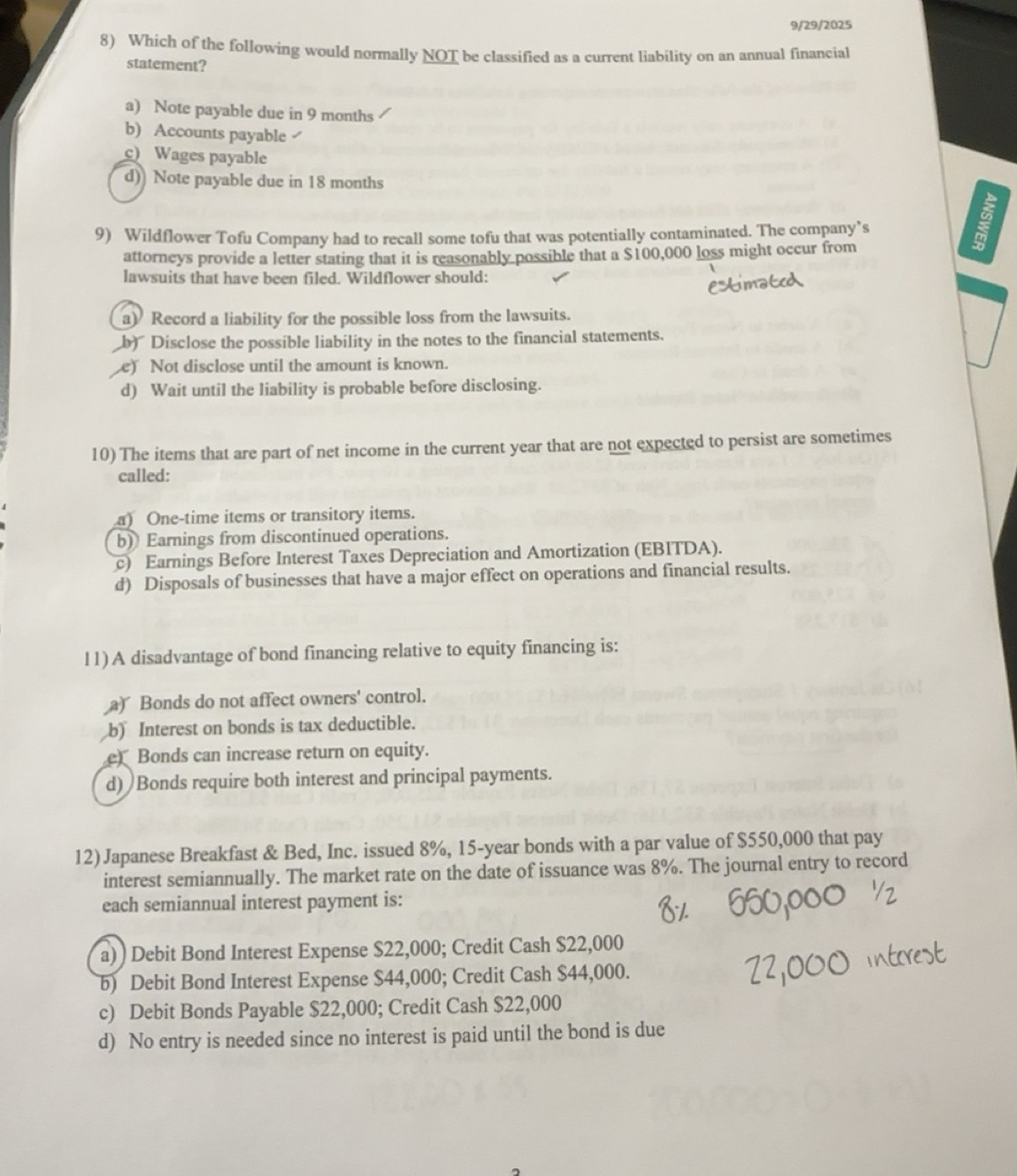 Solved: 9/29/2025 8) Which of the following would normally NOT be ...