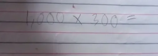 Solved: 1,000* 300= [Math]