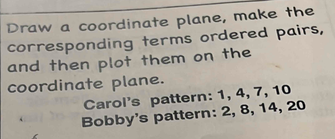 Solved: Draw a coordinate plane, make the corresponding terms ordered ...