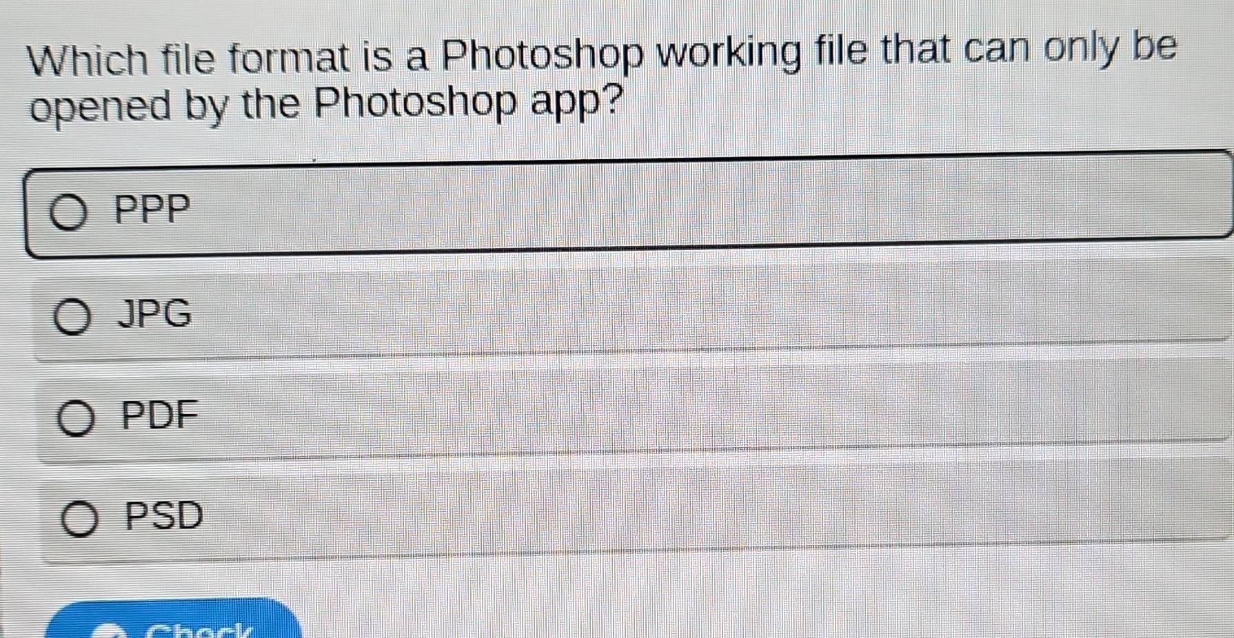 Solved: Which file format is a Photoshop working file that can only be ...