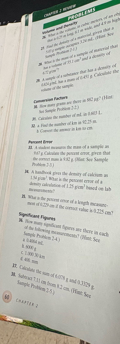 Solved: CHAPTER 2 REVIEW PROBLEMS 6. What is the volume, in cubic ...