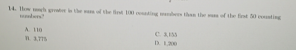 Solved: How much greater is the sum of the first 100 counting numbers ...