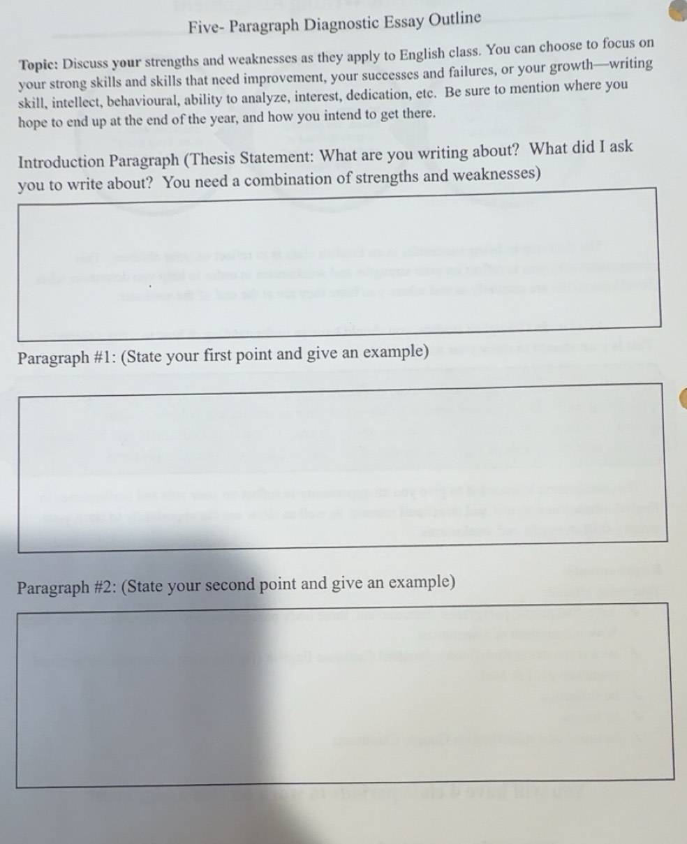 Solved: Five- Paragraph Diagnostic Essay Outline Topic: Discuss your ...