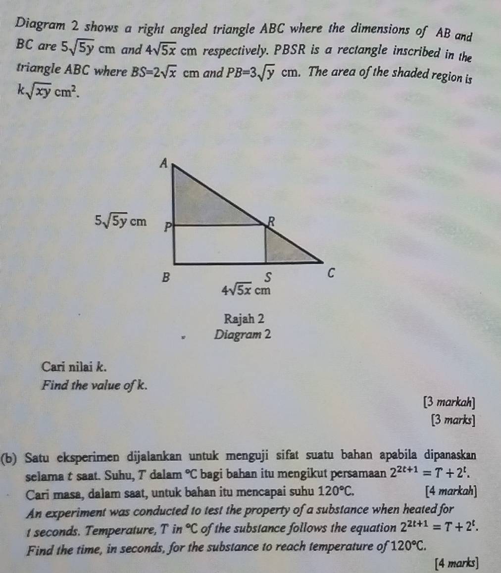 Selesai:Diagram 2 shows a right angled triangle ABC where the ...