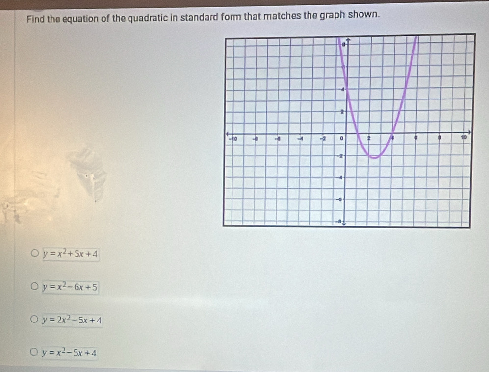 Solved: Find the equation of the quadratic in standard form that ...