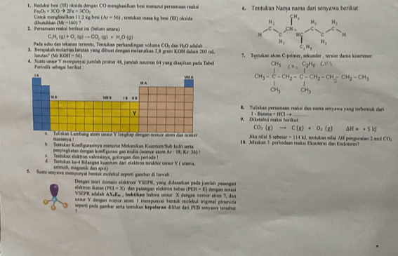 Telah dijawab:Reduksi besi (III) oksida dengan CO mengħasilkan besi ...