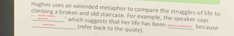 Solved: Hughes uses an extended metaphor to compare the struggles of ...