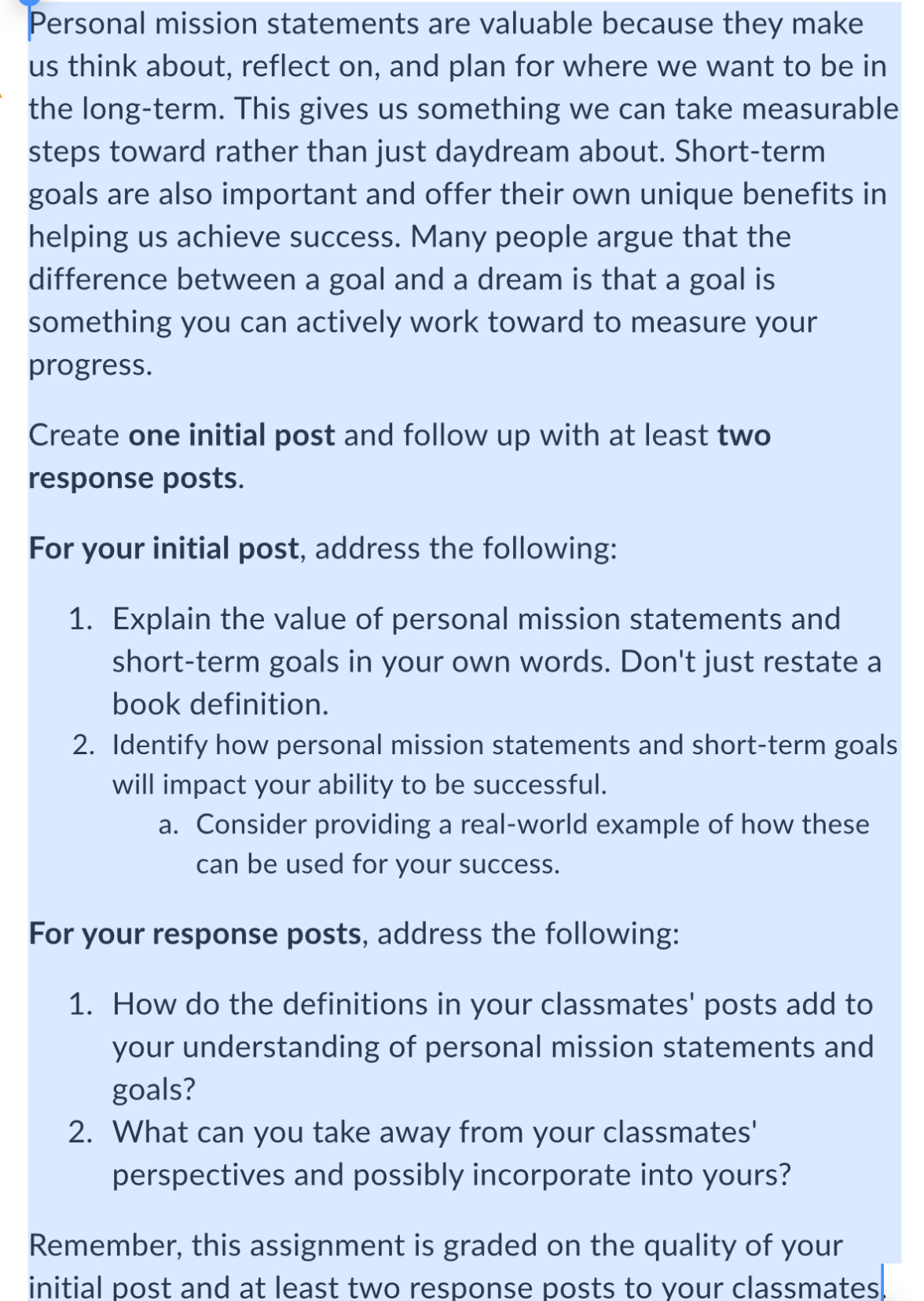 Personal mission statements are valuable because they make us think ...