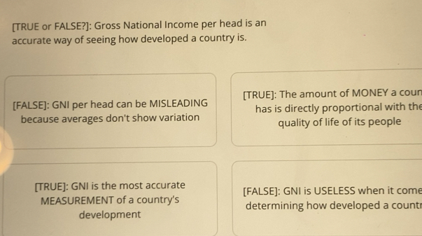 Solved: [TRUE or FALSE?]: Gross National Income per head is an accurate ...