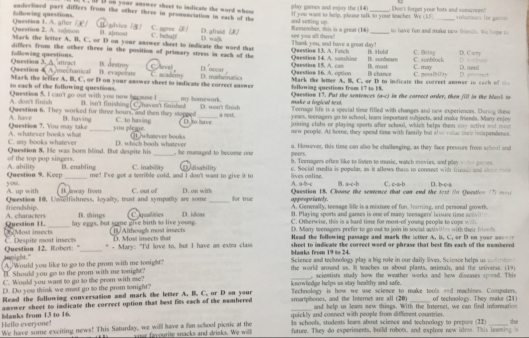 Giải quyết:C, BF D on your answer sheet to indicate the word whose play ...