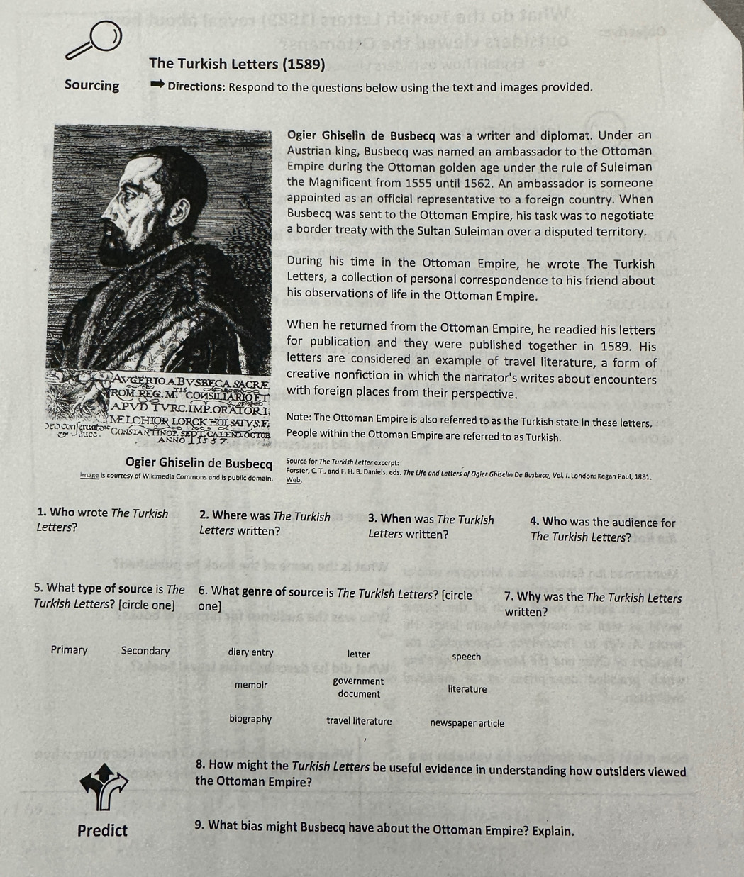 Solved: The Turkish Letters (1589) Sourcing Directions: Respond to the ...
