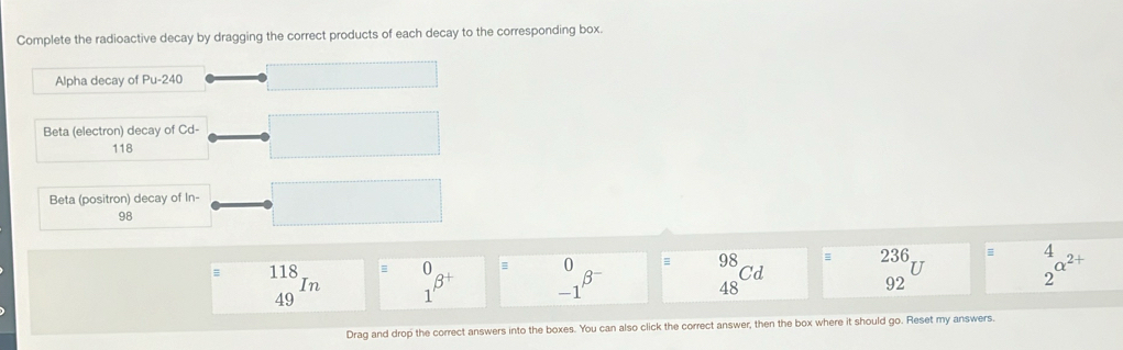 Solved: Complete the radioactive decay by dragging the correct products ...