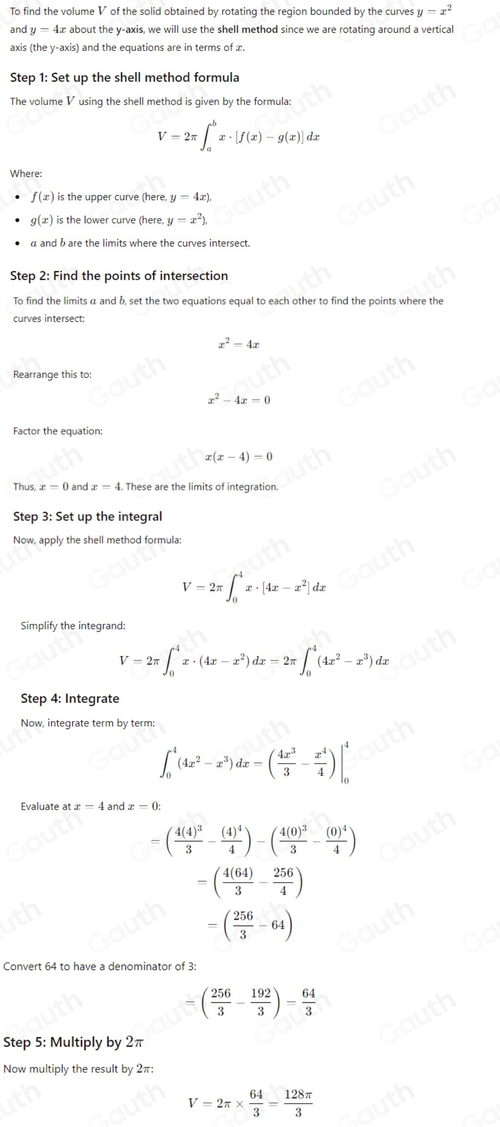 Solved: Find the volume V of the solid obtained by rotating the region ...
