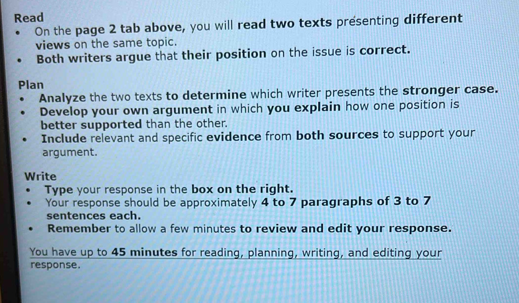 Solved: Read On the page 2 tab above, you will read two texts ...