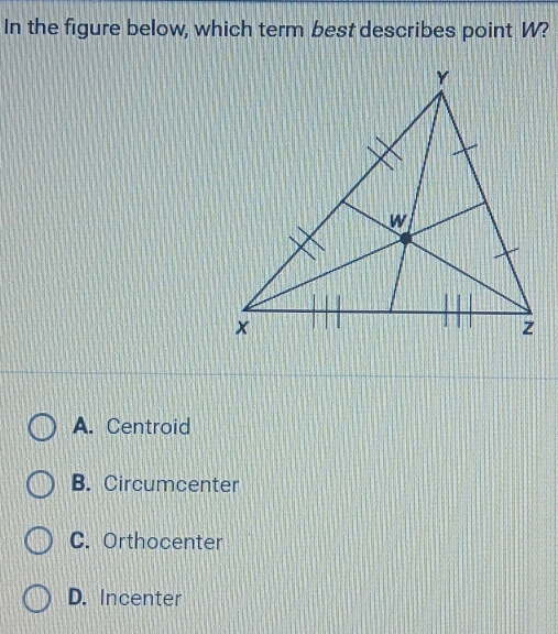 Solved: In the figure below, which term best describes point W? A ...