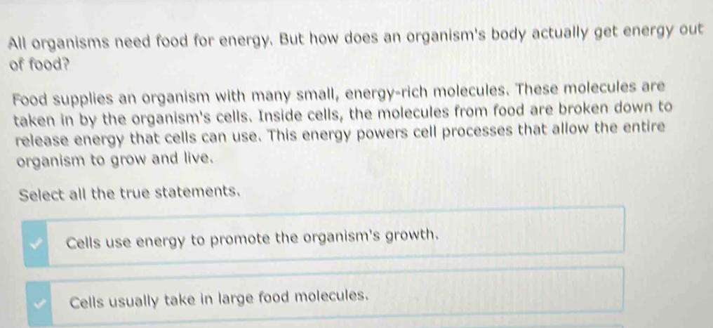 Solved: All organisms need food for energy. But how does an organism's ...