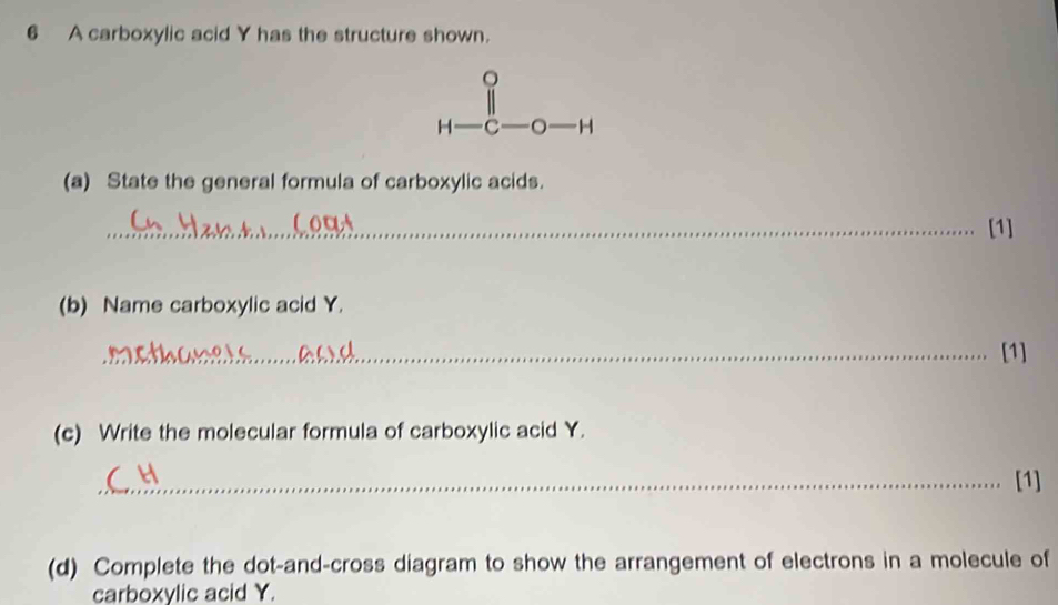 Telah dijawab:A carboxylic acid Y has the structure shown. 。 H H (a ...