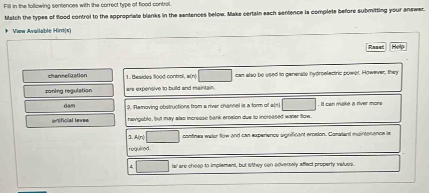 Solved: Fill in the following sentences with the correct type of flood ...