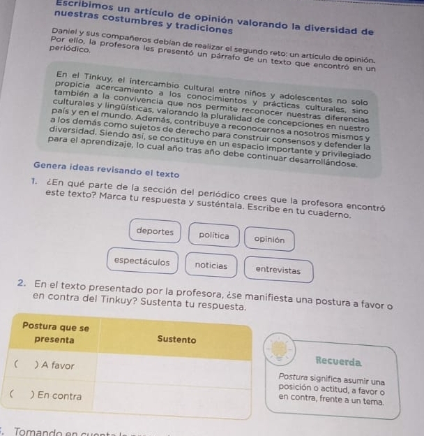 Resuelto:Escribimos un artículo de opinión valorando la diversidad de ...