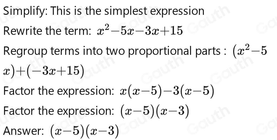 Solved: x^2-8x+15 [Math]