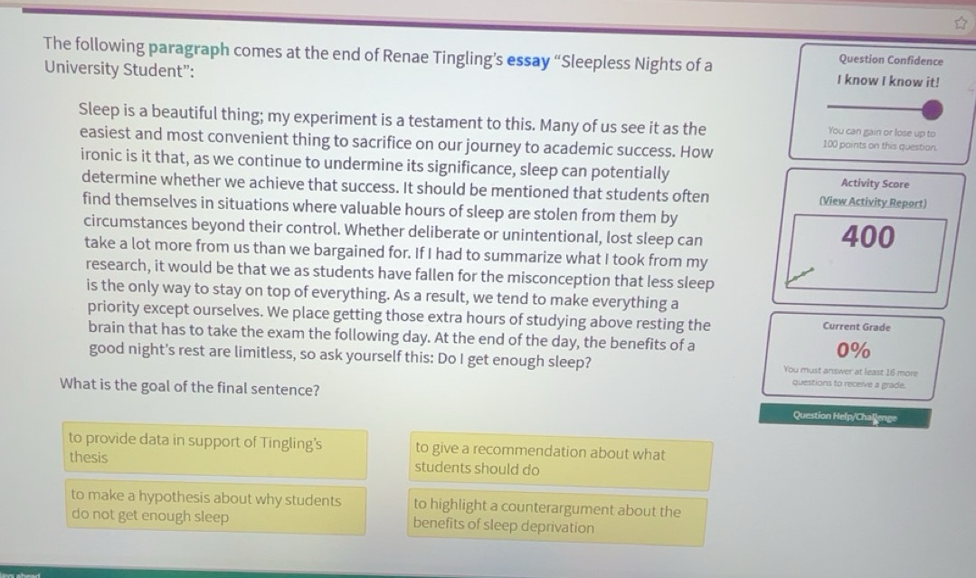 Solved: The following paragraph comes at the end of Renae Tingling’s ...