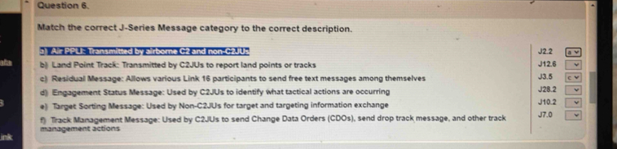 Solved: Match the correct J-Series Message category to the correct ...