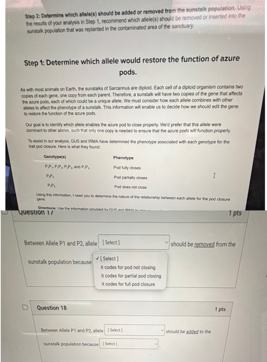 Solved: Determine which allele(s) should be added or removed from the ...
