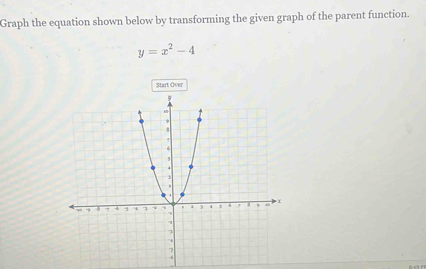 Solved: Graph the equation shown below by transforming the given graph ...