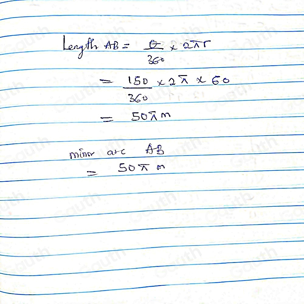 Solved: OAB is a minor sector of the circle below. Calculate the length ...