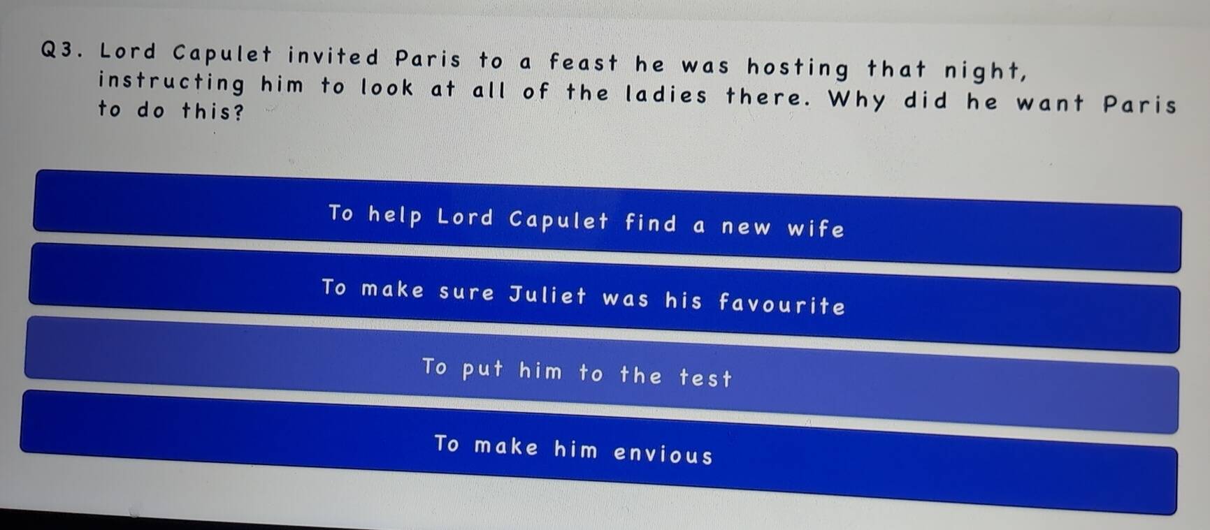 Solved: Lord Capulet invited Paris to a feast he was hosting that night ...