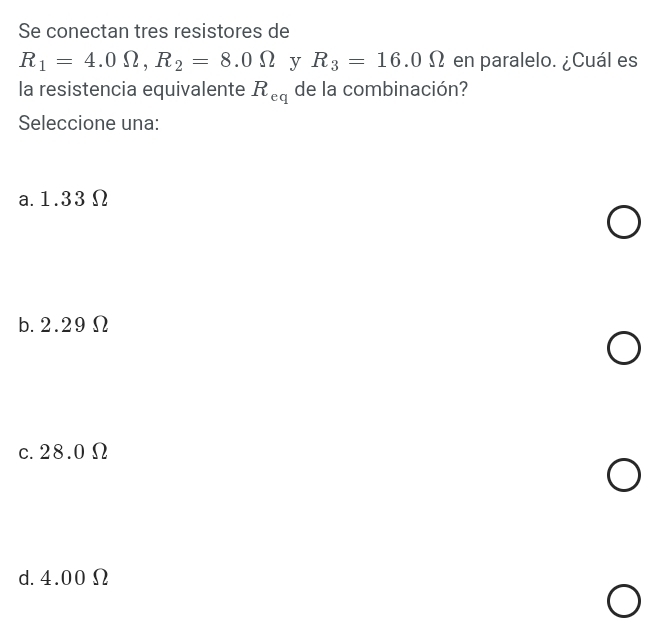Resuelto:Se conectan tres resistores de R_1=4.0Omega , R_2=8.0Omega y R ...